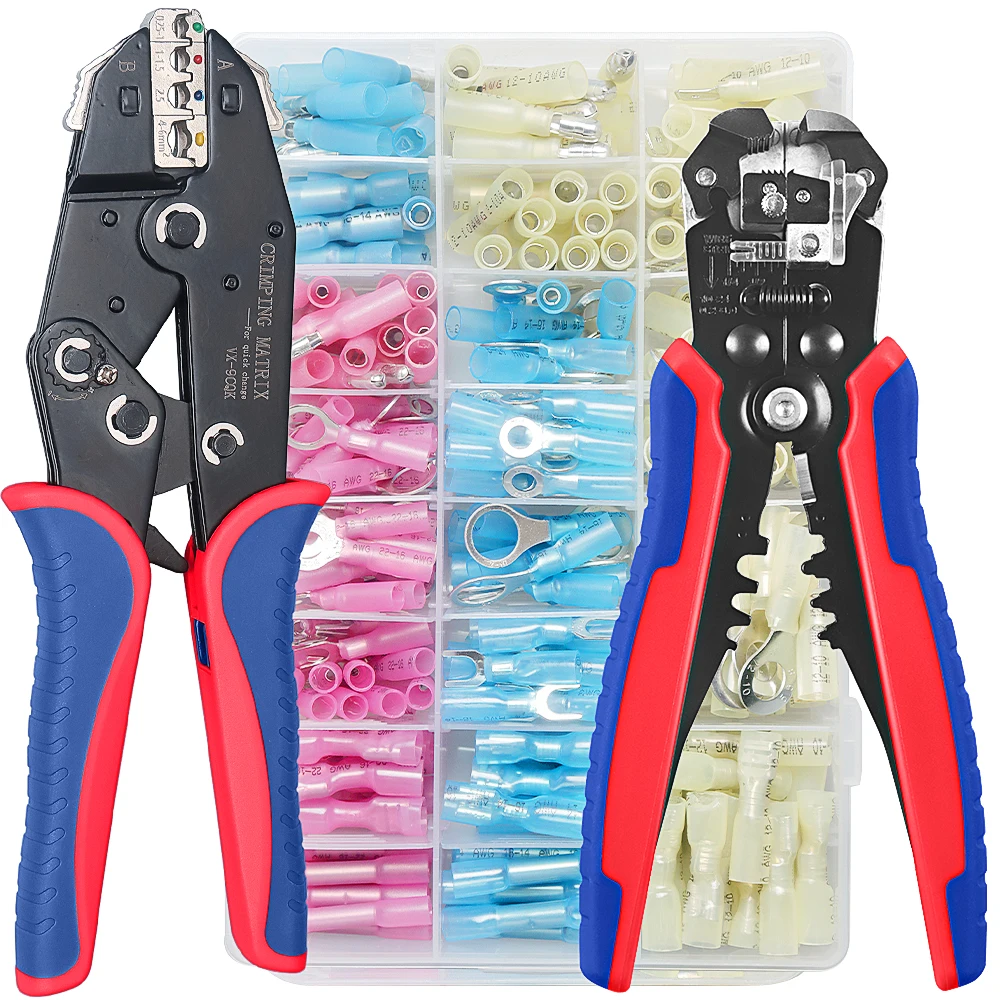 Crimping-Tool-For-Heat-Shrink-Connectors-Set-Wire-Stripper-for-AWG-22 ...