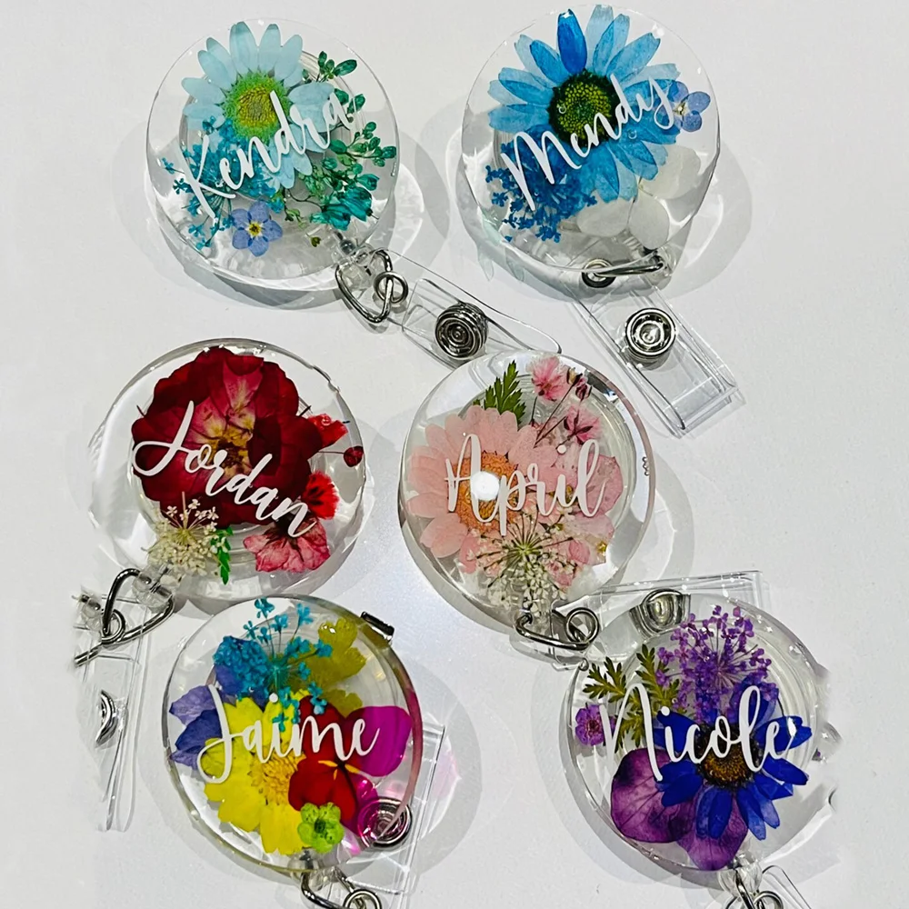 New-Design-Acrylic-Resin-Real-Flower-Retractable-Badge-Reel-ID-Badge ...