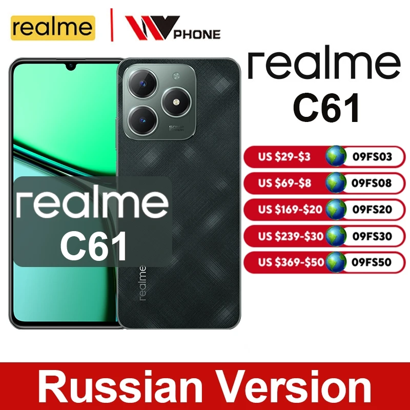 Russian-Version-realme-C61-Smartphone-5000mAh-Battery-45W-SUPERVOOC-Charge-50MP-AI-Camera-90Hz ...