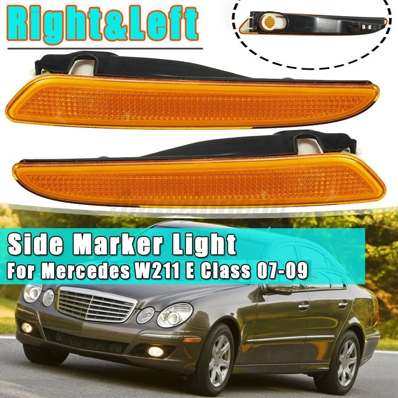 Pair-Front-Bumper-Side-Marker-Light-Turn-Signal-Lamp-for-Mercedes-Benz ...
