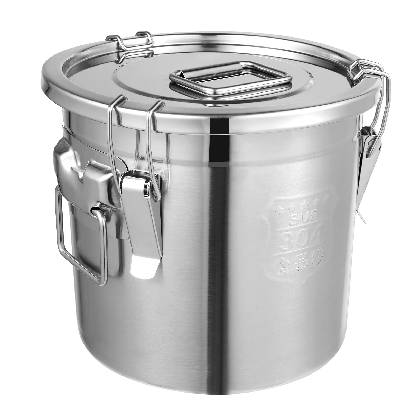 6/12/21/33L Stainless Steel Storage Bucket With Lids and 3 Sturdy ...