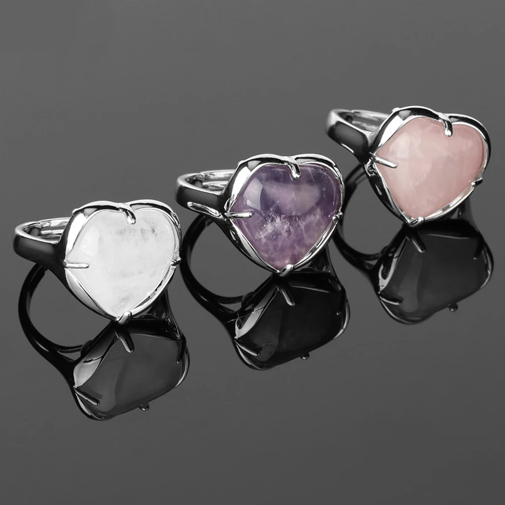 Gemstones Engagement Rings | Cyrstal Stone Gemstone Ring | Heart Shaped ...
