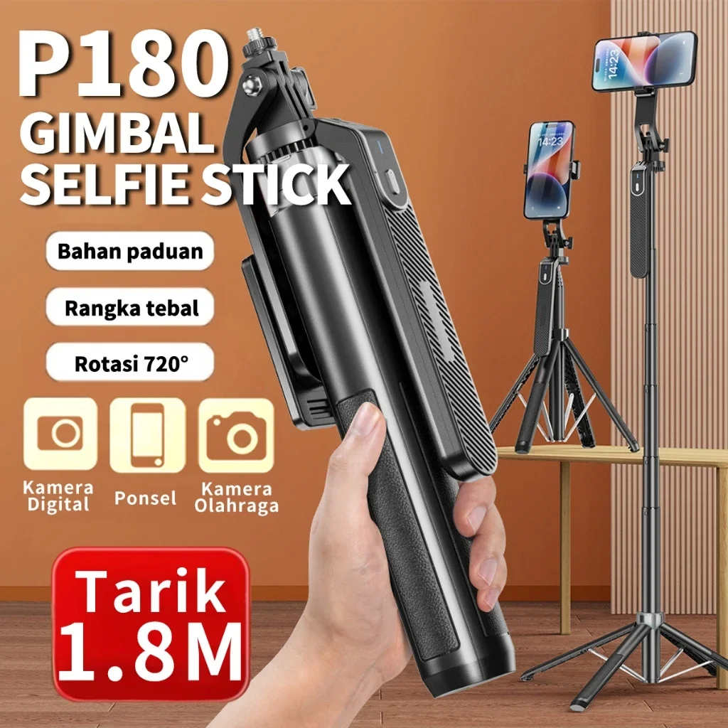 New P180/P185 Selfie Stick Quadripod 1.8m Extendable Anti-Shake Selfie ...