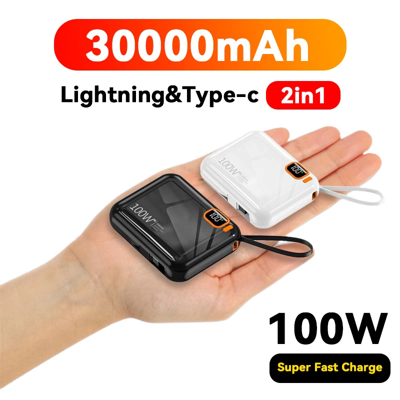 Mini-30000mah-Power-Bank-PD100W-Fast-Charger-Detachable-USB-to-TYPE-C ...