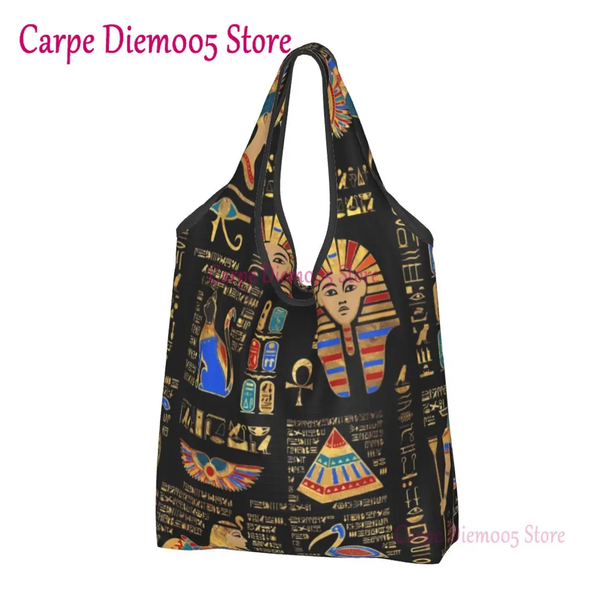 Egyptian-Hieroglyphs-And-Deities-Grocery-Shopping-Tote-Bags-Women-Cute ...