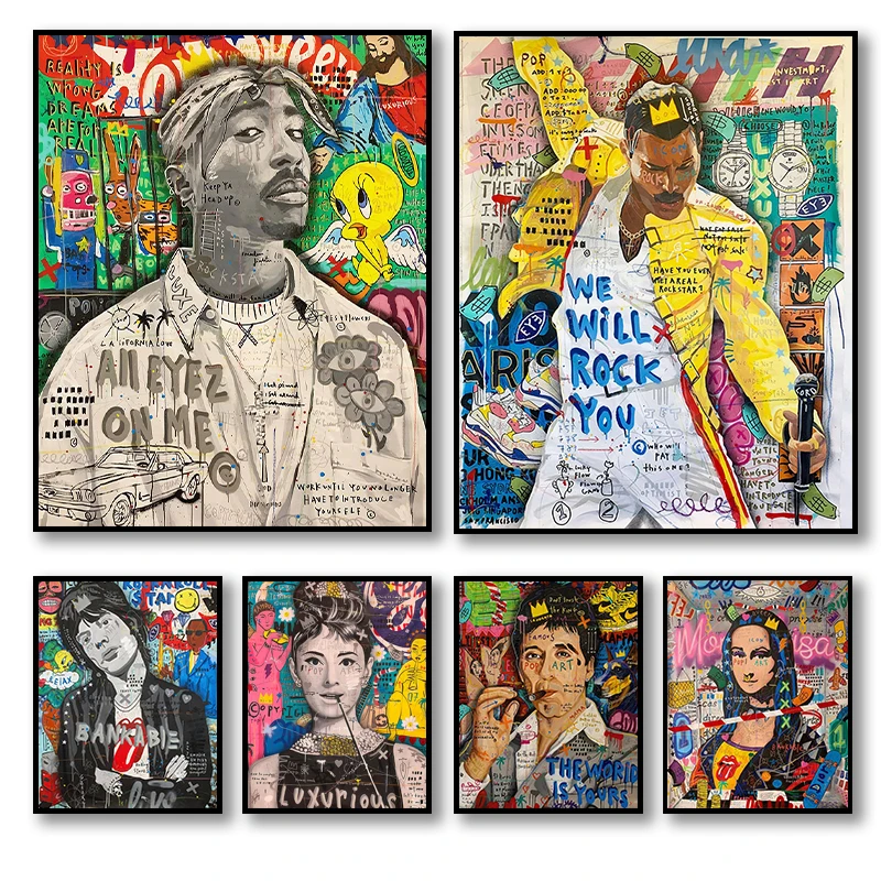 Street Graffiti Celebrity Singer Wall Art Poster Abstract Mural Modern ...