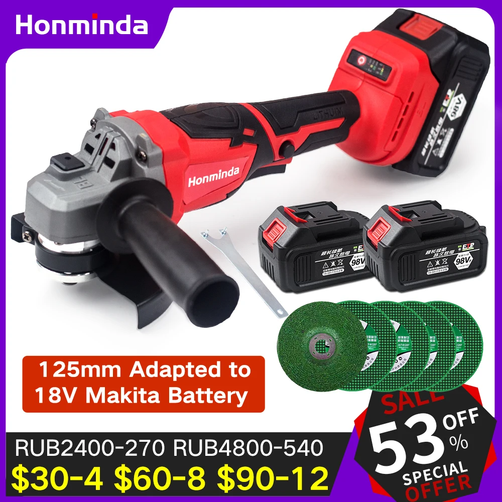 Honminda-100-125mmBrushless-Cordless-Angle-Grinder-Grinding-Machine ...