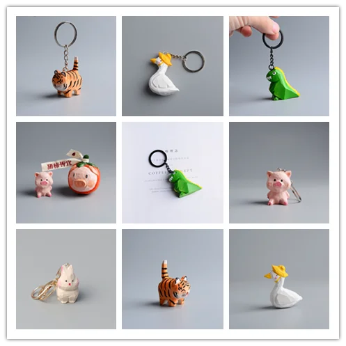 New-Animal-Rabbit-Pig-Duck-Dinosaur-Tiger-Keychain-Accessories-Cute ...