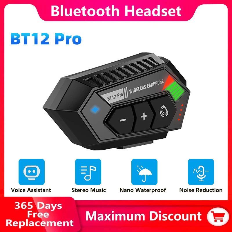 BT12 Pro Motorcycle Helmet Headset Bluetooth 5.3 Voice Assistant Stereo ...