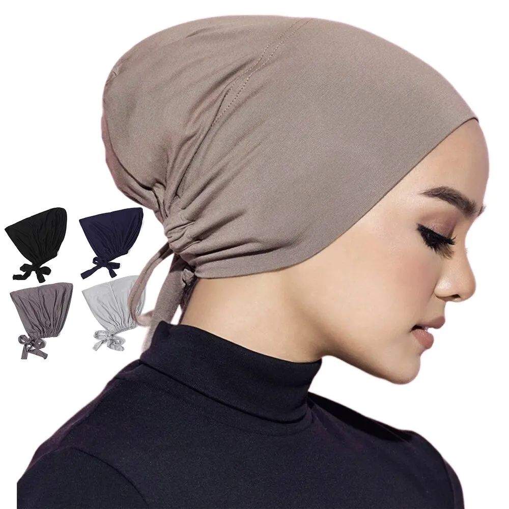 Adjustable-Inner-Caps-Solid-Color-Elastic-Cap-Modal-Hijab-Muslim-Bonnet ...