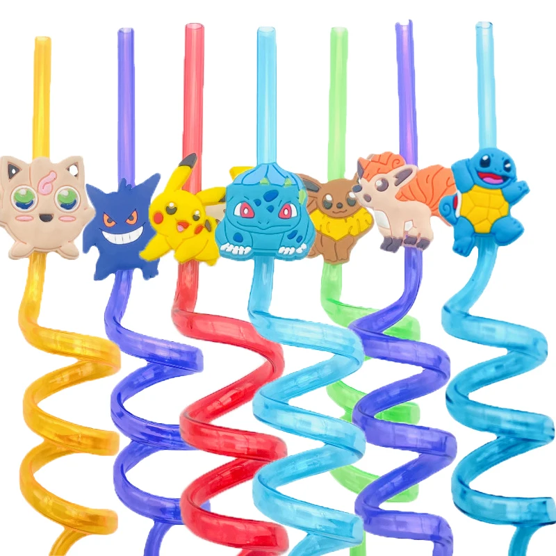 Anime-Figure-Pokemon-Pikachu-Reusable-Straws-Kawaii-Party-Decoration ...