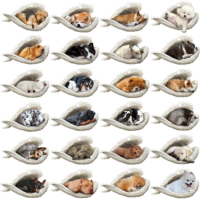 Custom-99-Style-Dog-Cat-Sleeping-Angel-Pendant-Bag-Keychain-Car ...