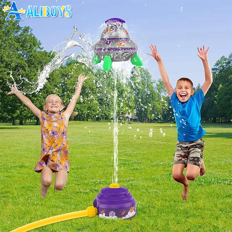 Water Sprinkler Toy Flying Saucer Launcher 360 Rotation Water Spray Toy ...