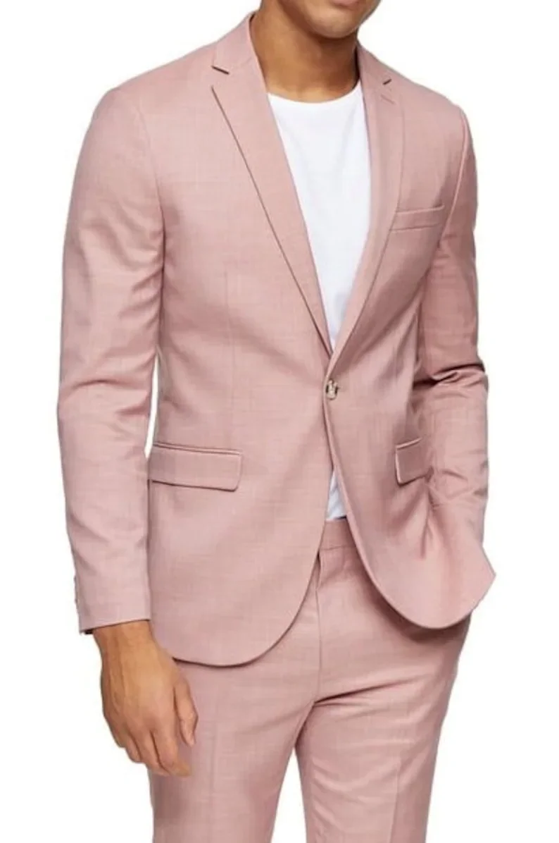 Traje rosa claro de 2 piezas para hombre, ropa Formal de moda, un botón ...