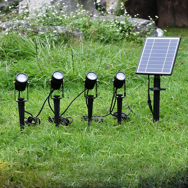 Solar-Powered-Spotlight-4-Warm-White-Lights-Solar-Panel-Outdoor ...