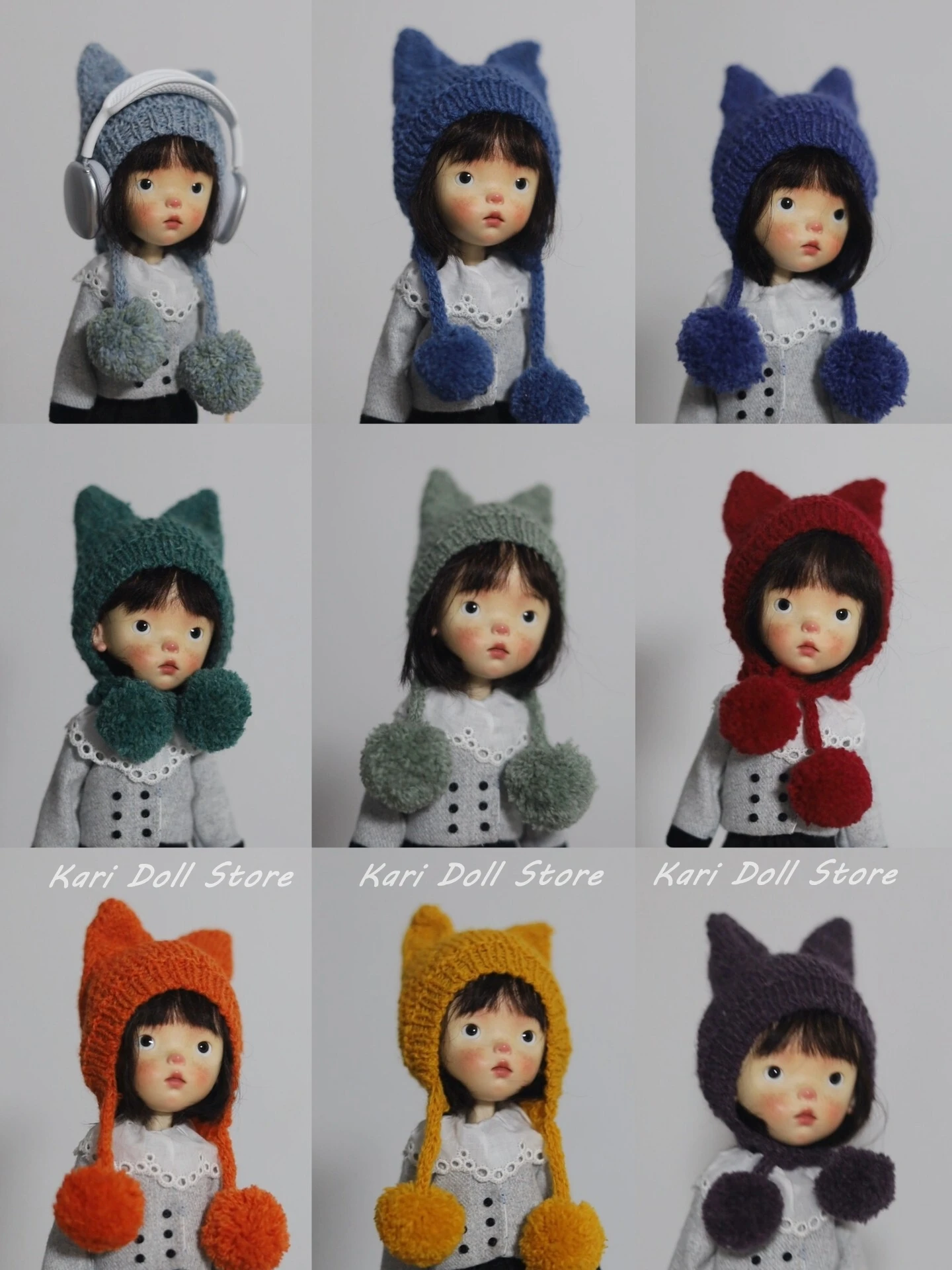 2026 Kari Doll Clothes Fox ear round ball knitted hat for Landazz ...