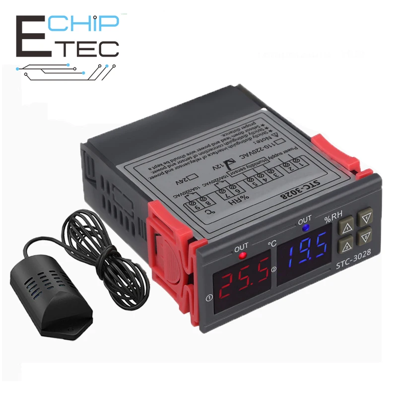 Termostato Duplo 10a Do Controlador 10a Da Umidade Da Temperatura De Stc-3028 12v/24v/110-220v ...
