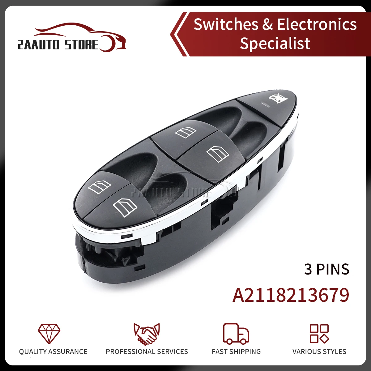 Car Electric Power Master Window Switch With Chrome A2118213679 For ...