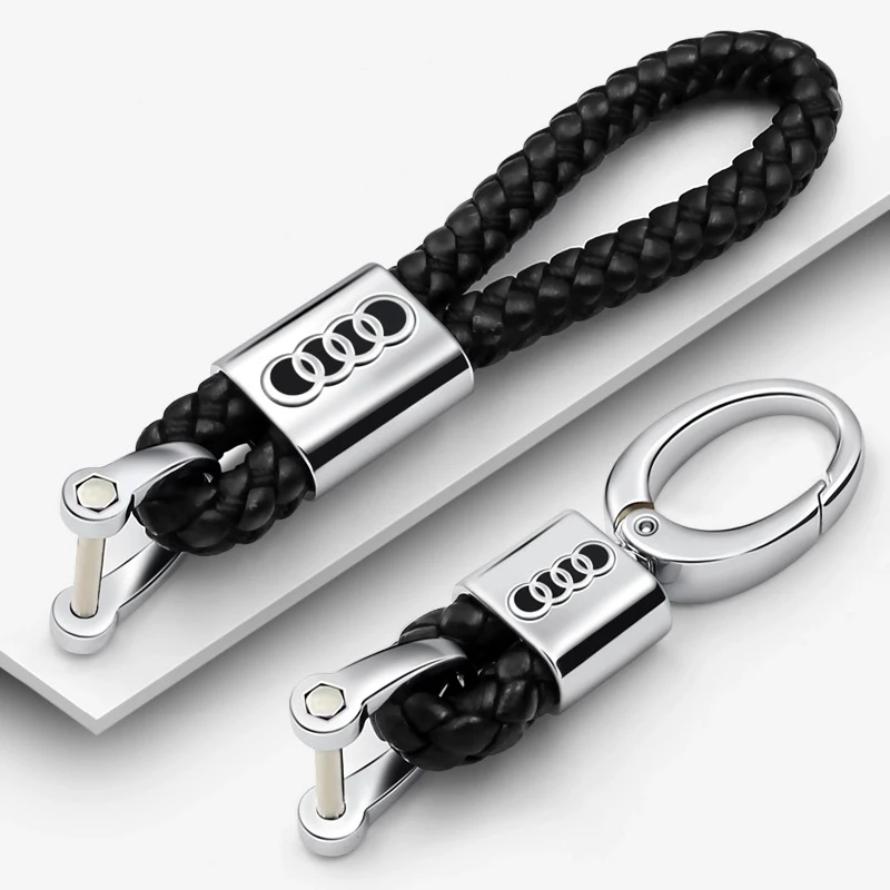 Car-Styling-3D-Metal-Leather-Braided-Woven-Rope-Keychain-For-Audi-A4-B6 ...