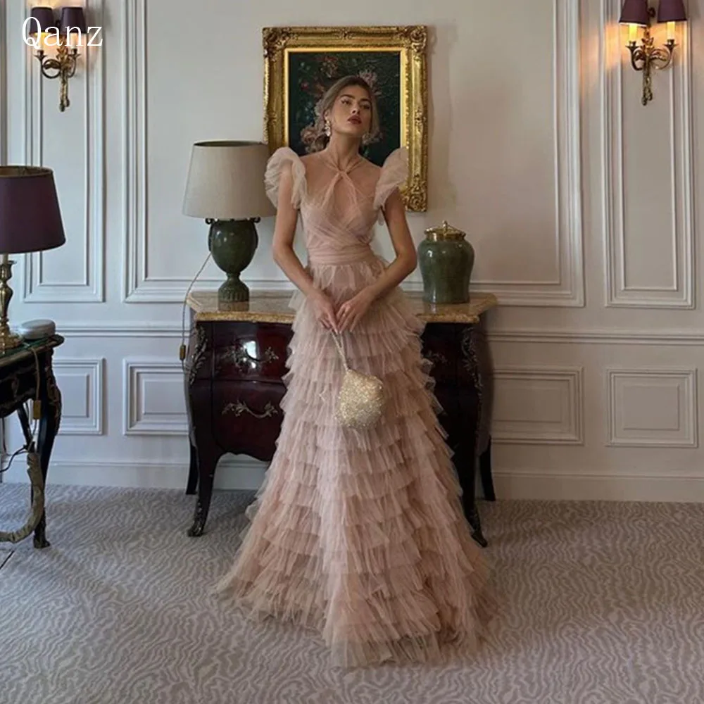 Qanz-Dirty-Pink-Princess-Prom-Dresses-Tulle-Frill-Layered-Tiered-Dress ...