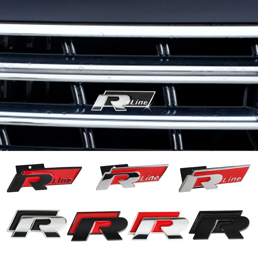 1pc 3D Car Front Grille Emblem Side Rear Trunk R/Rline Logo Badge ...