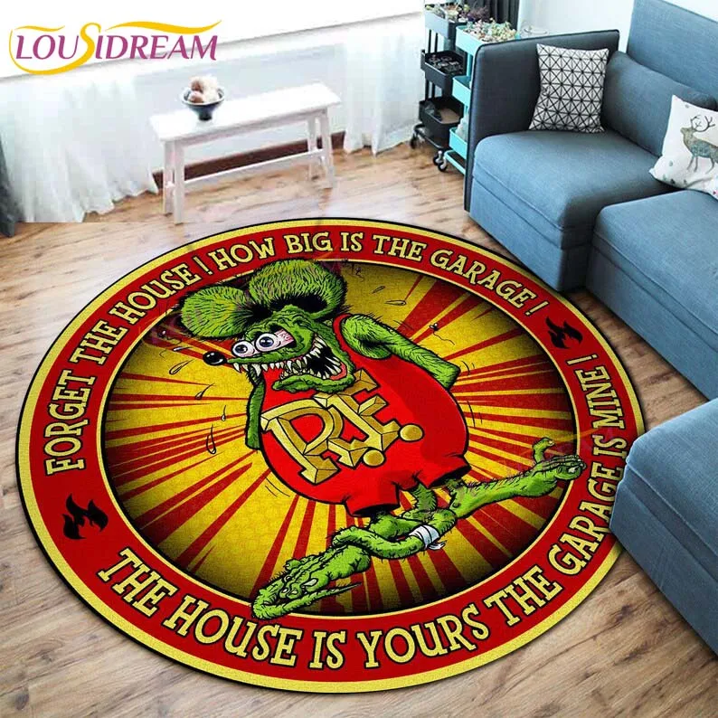 Rat Fink Round Mat Garage Rug for Men Rat Fink Rug Gifts for Dad Gifts ...