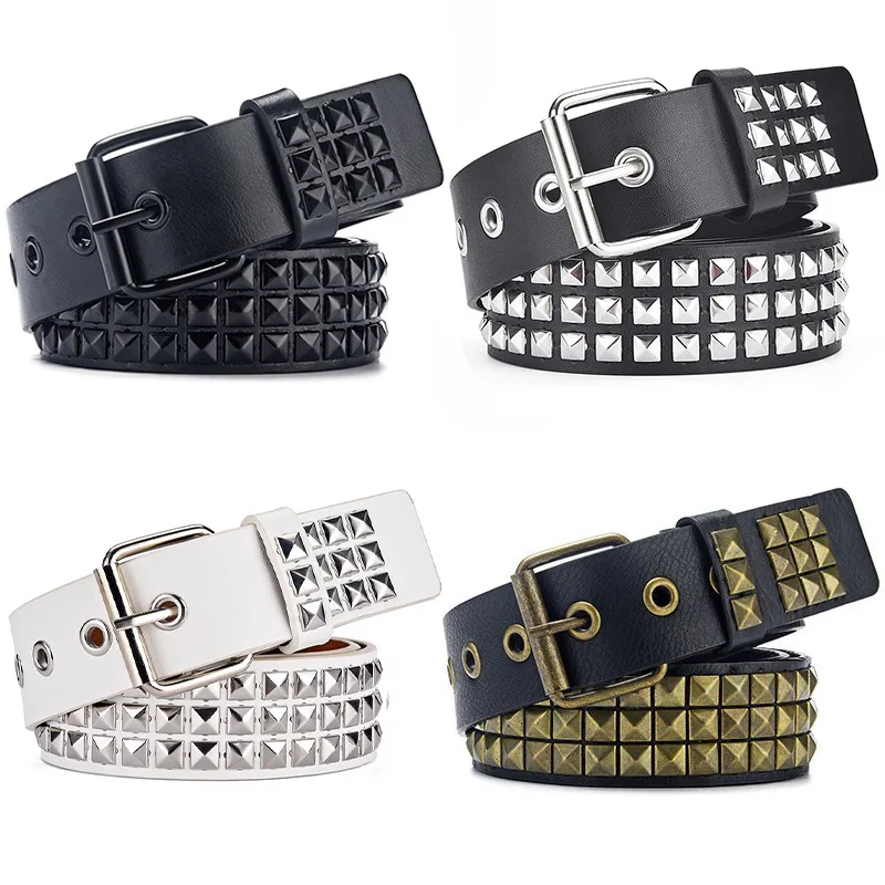 2024-New-Square-Bead-Rivet-Belt-Metal-Pyramid-Belt-Men-and-Women-Punk ...