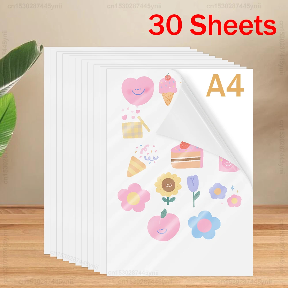 30PK-A4-Paper-Sheets-Self-adhesive-Printable-Vinyl-Sticker-Paper-DIY ...