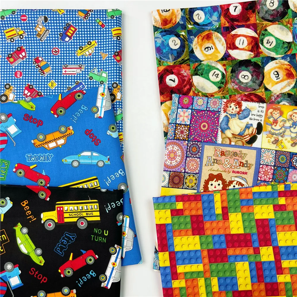 Cotton Patchwork Fabrics | Building Blocks Fabric | Cotton Building ...