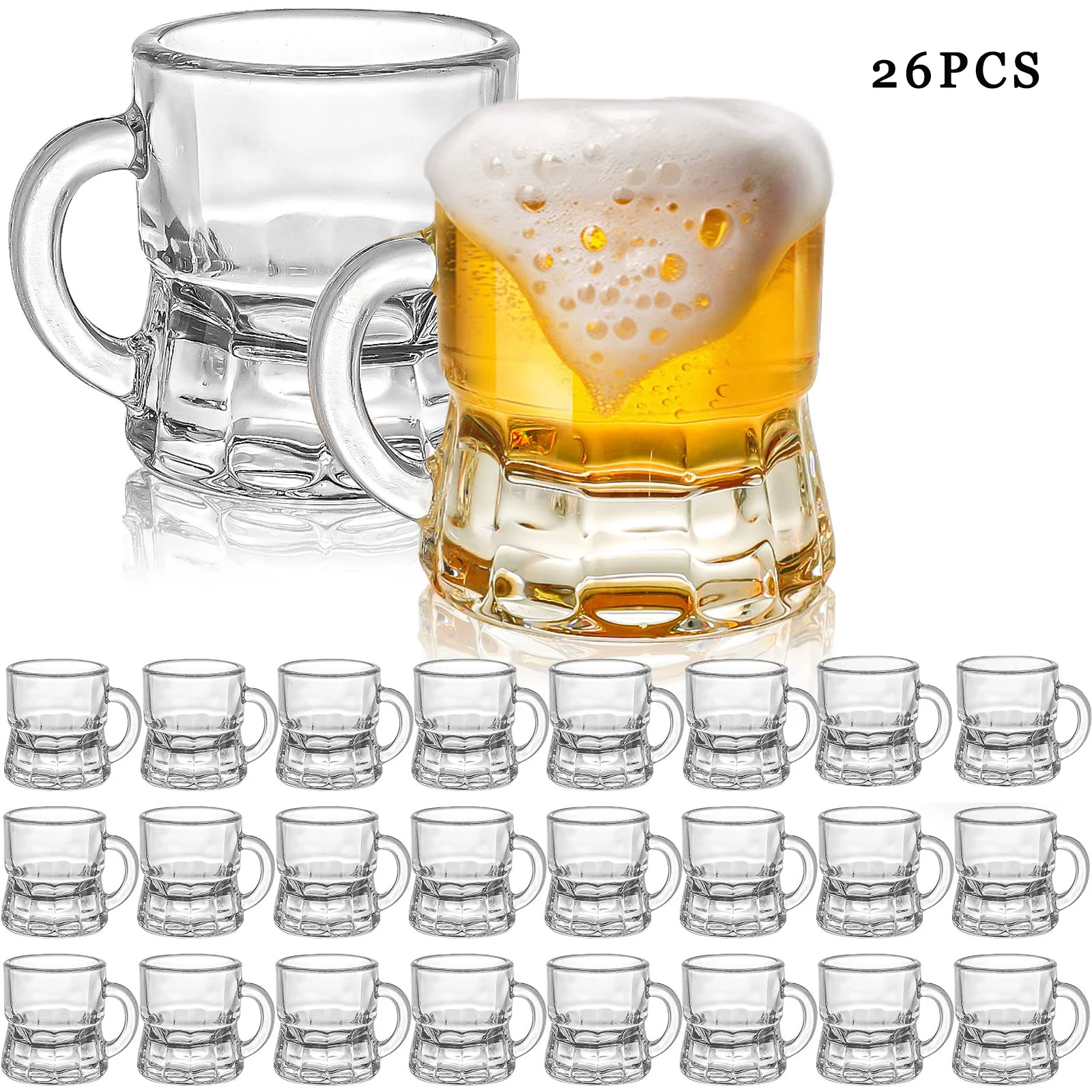 26PCS-Mini-Beer-Mug-Shot-Glasses-2-oz-Steins-Beer-Glass-Mini-with ...