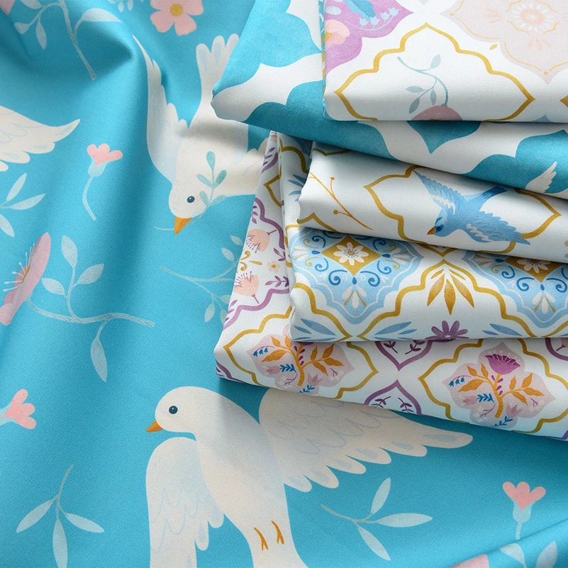 Cotton-Pigeon-Fabric-8A-Canvas-Bird-Lattice-Printed-for-Handbags-DIY ...