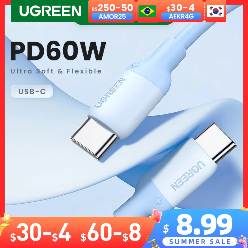 Ugreen 60w 100w Usb C To Type C Cable Pd Fast Charging Charger Cable ...