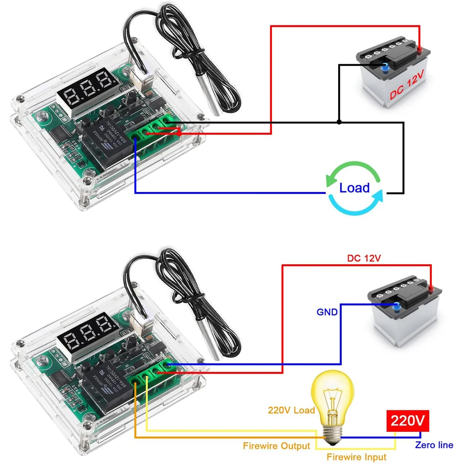 2PCS-Temperature-Controller-Module-with-Case-XH-W1209-LED-Display-Digital-Thermostat-Module-with ...