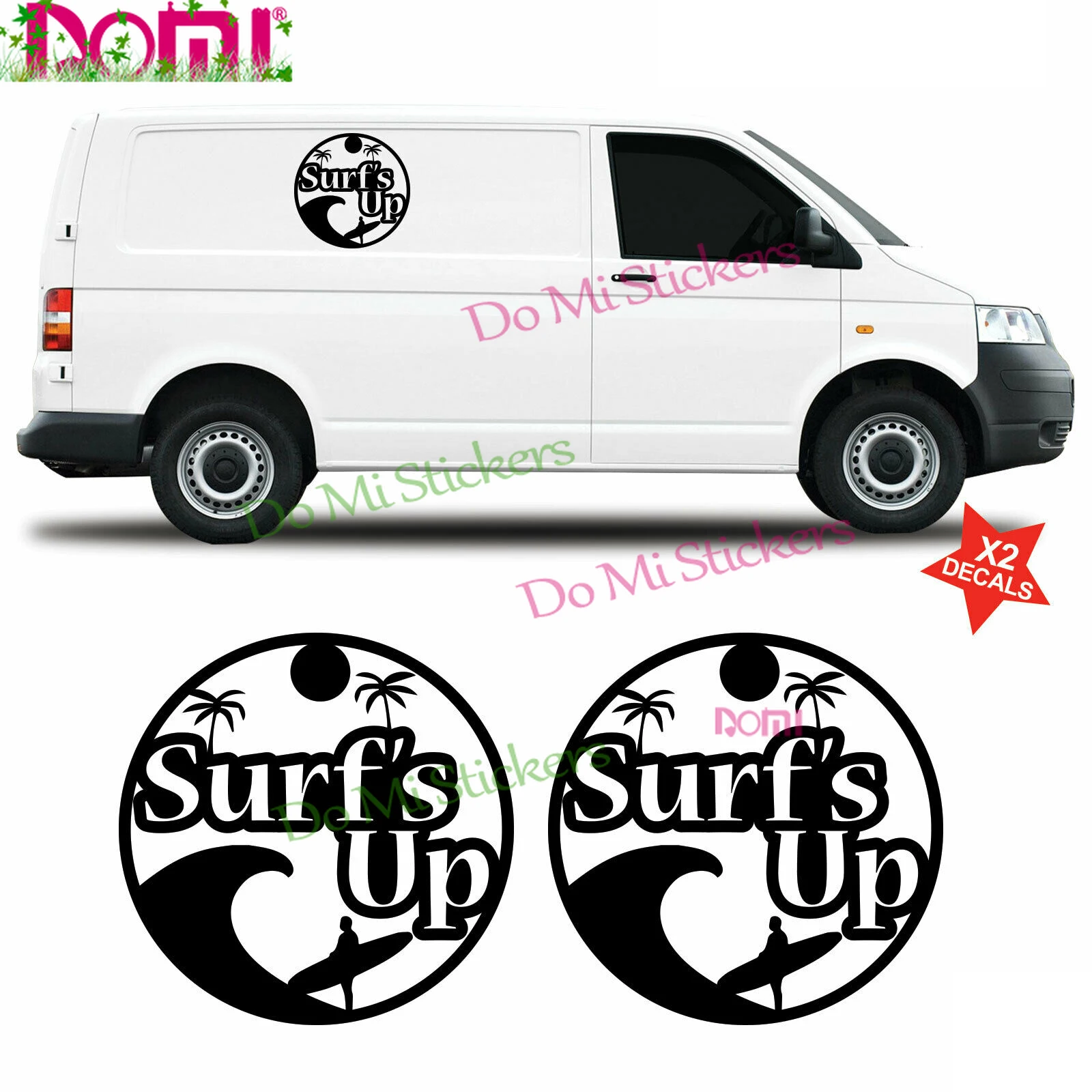 Surfs Up Funny Large Van Vinyl Decal Stickers For Vw Camper Transporter ...