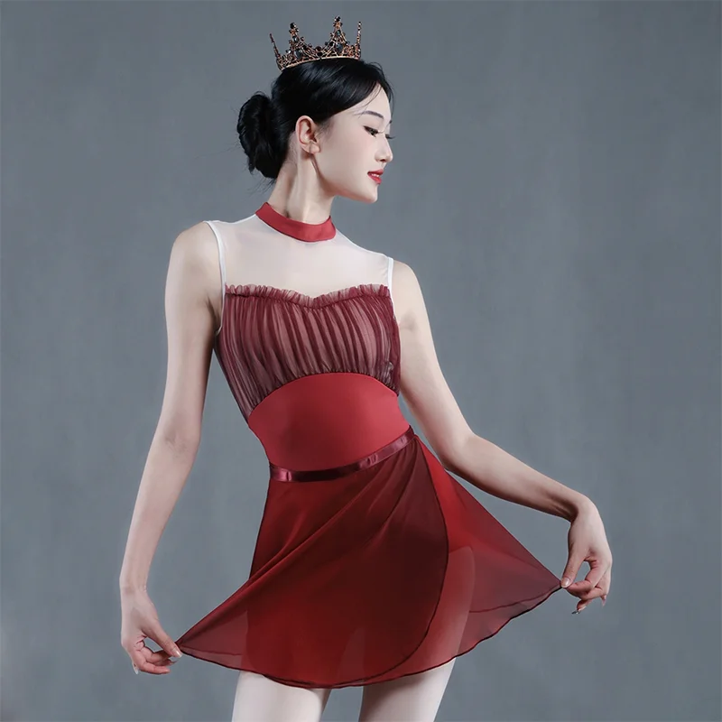 White-Black-Burgundy-Chiffon-Ballet-Dance-Training-Skirt-Tutu-Adult ...