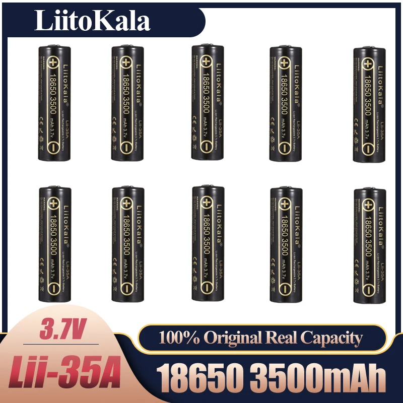 10PCS LiitoKala Lii-35A 3.7V 3500mAh 10A Discharging Rechargeable ...