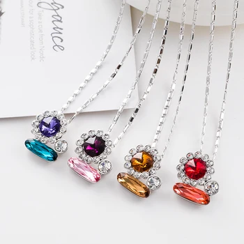 Crystal Flower Necklace Under 1 Dollar Items Jewllery For Woman ...