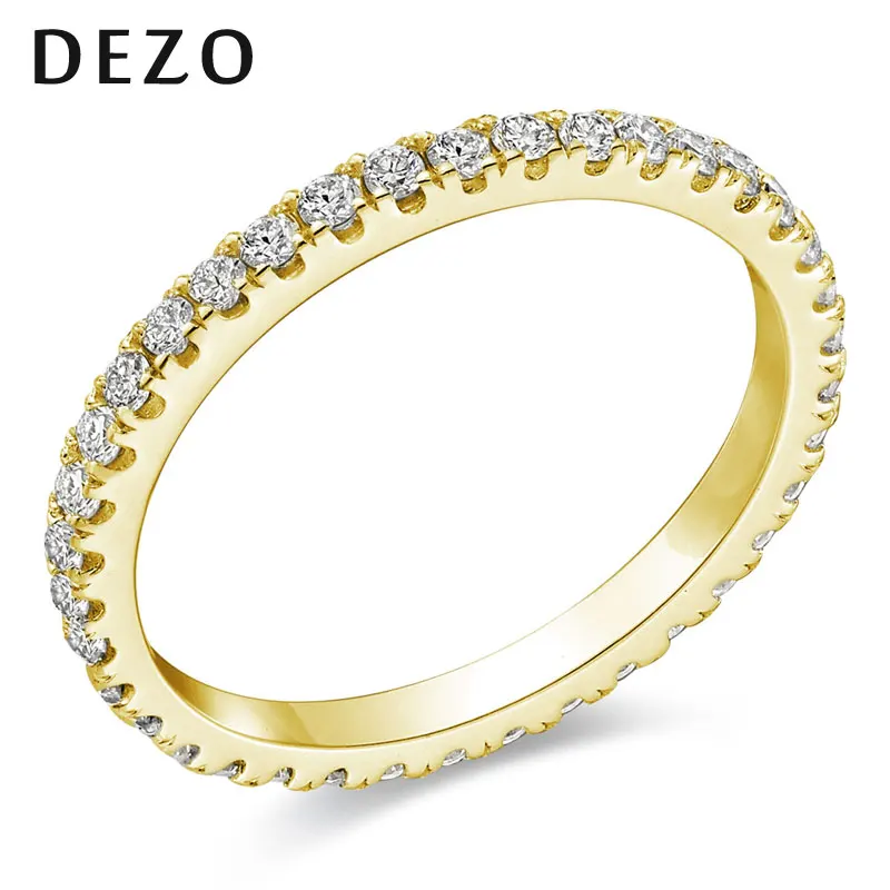 DEZO-Yellow-Gold-Plated-925-Sterling-Silver-1CT-Moissanite-Eternity ...