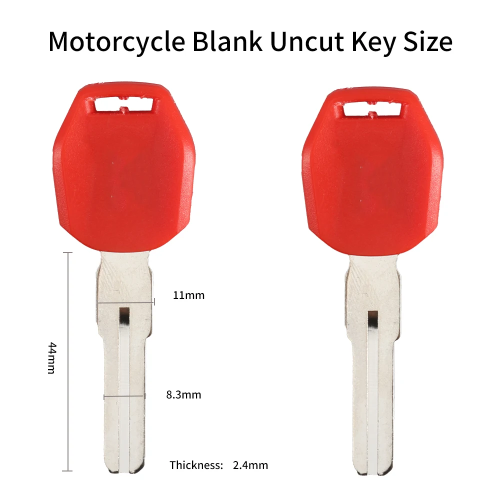 New-Blank-Motorcycle-Uncut-Keys-Black-Blue-Red-Length-44mm-for ...