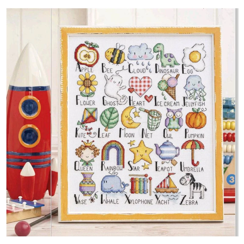 Alphabet-sampler-cross-stitch-kit-cotton-thread-18ct-14ct-11ct-unprint ...