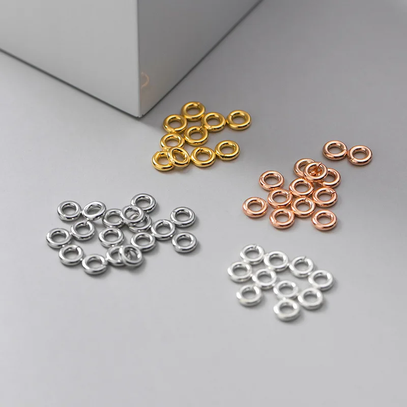 100-Real-Sterling-925-Silver-Connecting-Circle-Rings-Pated-Rose-Gold ...