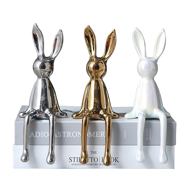 Electroplated Ceramic Rabbit Sculptures And Figurines Nordic Home ...