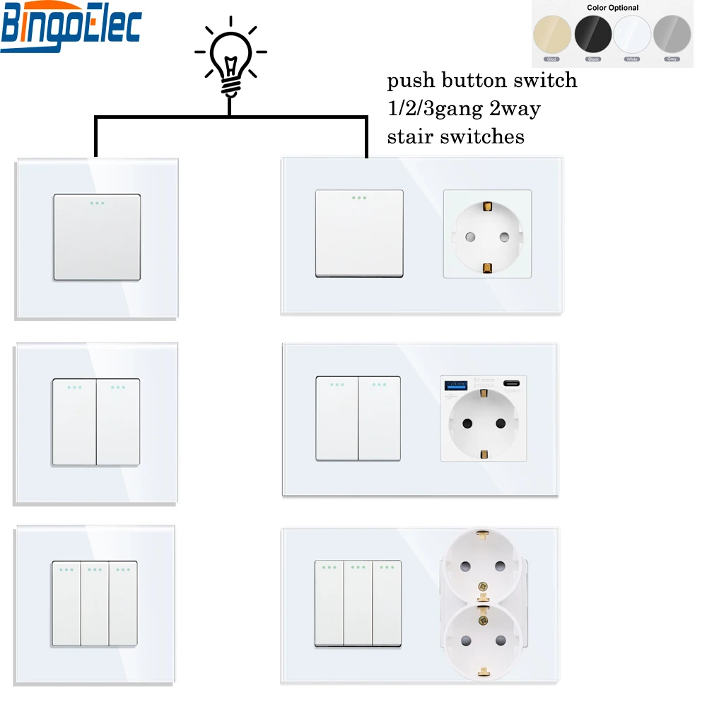 Bingoelec-Stair-Switch-1-2way-Wall-Light-Push-Button-Switch-with-3-1A ...