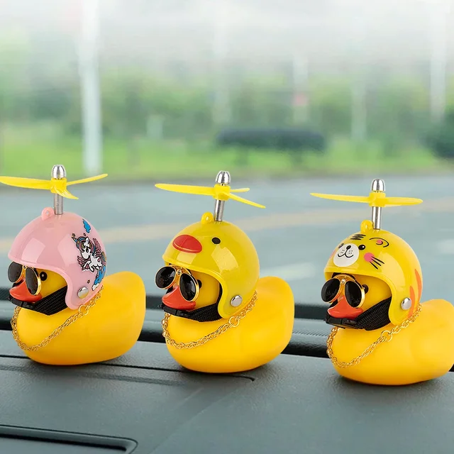 Motorcycle Duck Decoration Cartoon Yellow Rubber Duck With Propeller ...