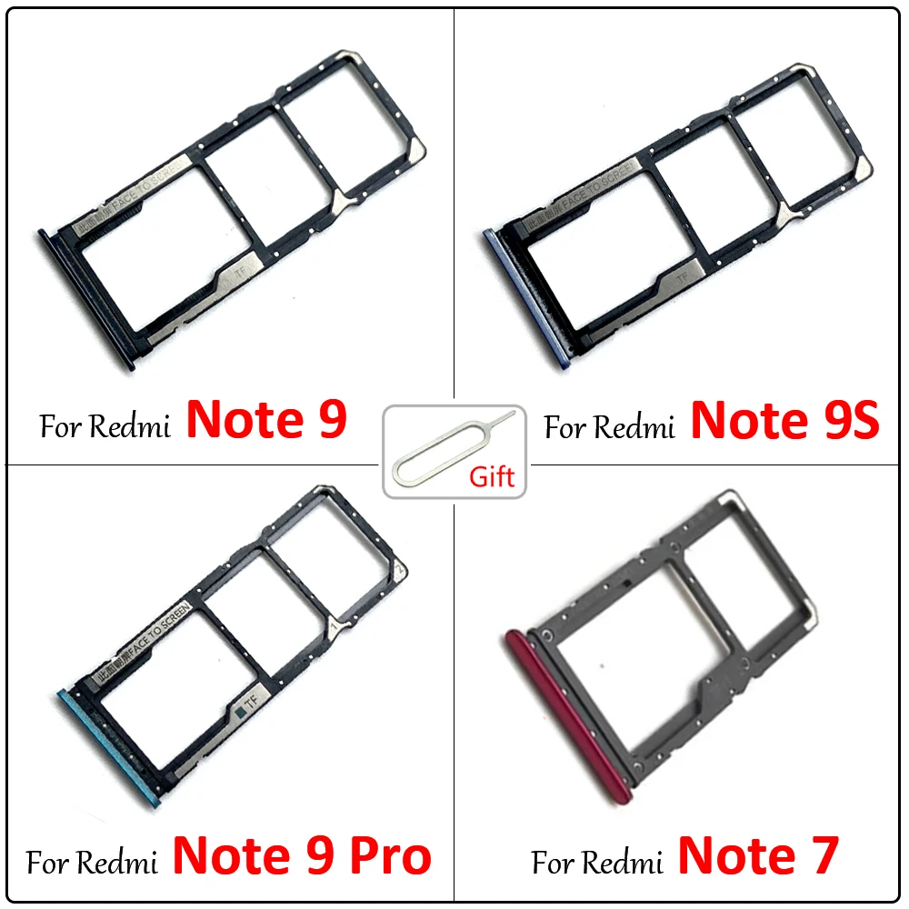 100% Original For Xiaomi Redmi Note 7 / Note 9 Pro 9S Nano SIM Card Holder Tray chip slot drawer ...