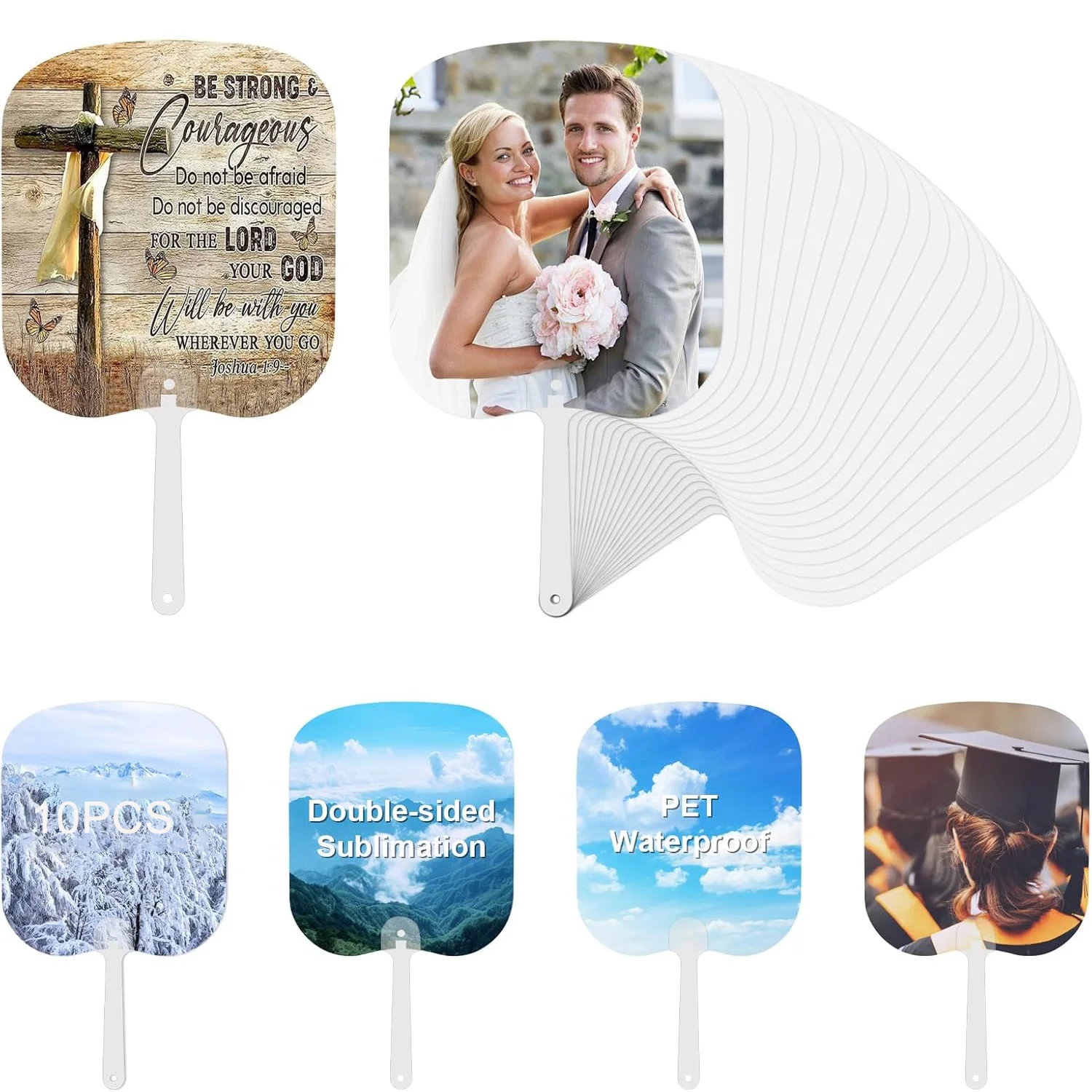 10-Piece-Sublimation-Handheld-Fans-Set-Double-Sided-Blank-Fans-for ...