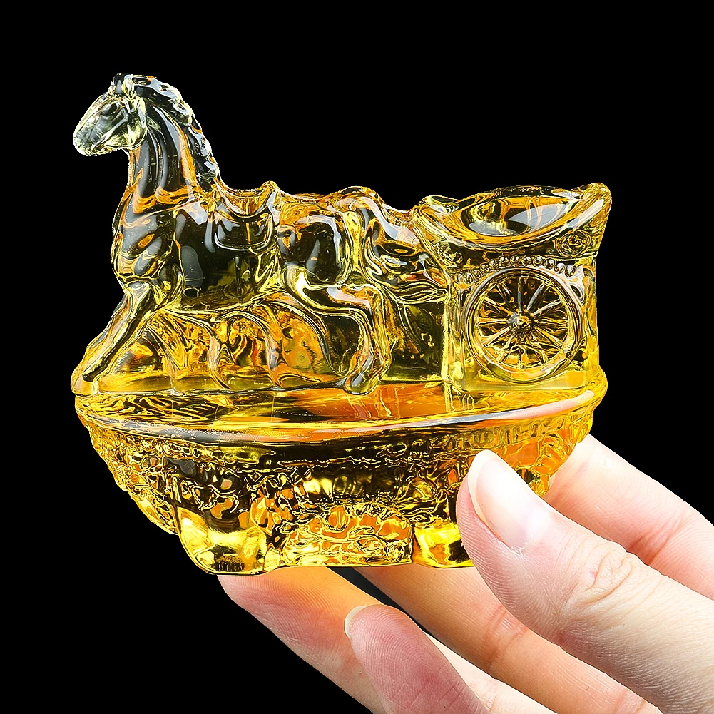 Lucky-Fortune-Horse-Steed-Cart-Ingots-Golden-Crystal-Glass-Colored ...