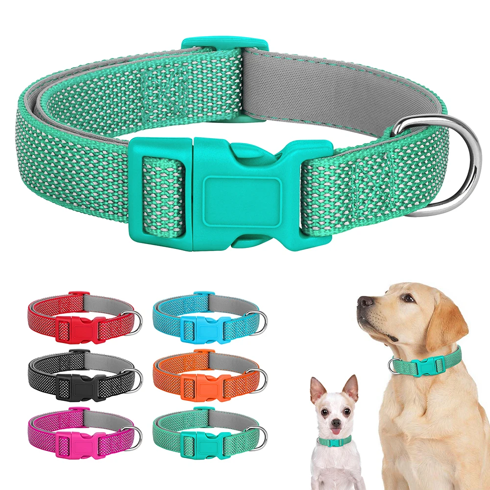 Reflective-Nylon-Dog-Collar-Adjustable-Pet-Dog-Collars-Necklace-Durable ...
