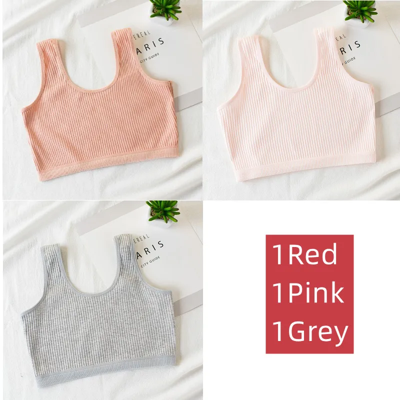 3Pcs Double-layer Bra Developmental Student Girls Vest Cotton Girls Bra ...
