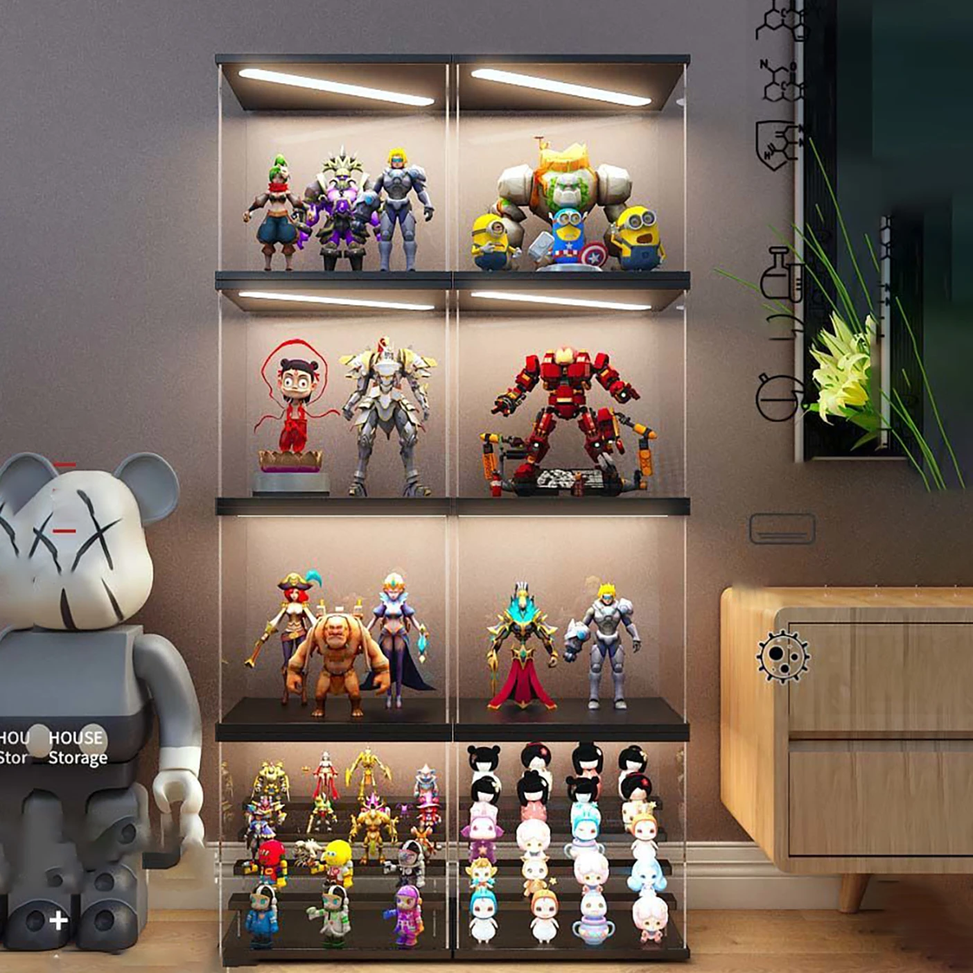 Clear Acrylic Display Case With Lamp For Figures Toy Collectible ...